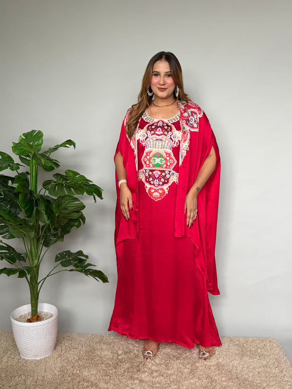 Royal Red Dress With Jacket – DesiVidesi